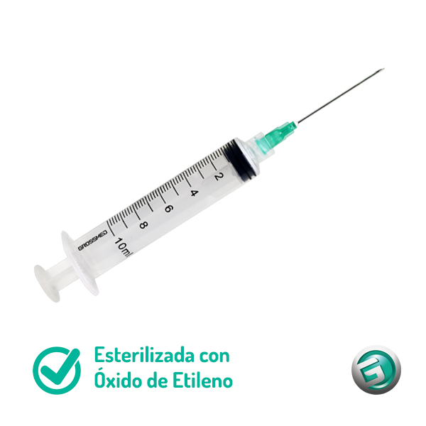 TuMaterialMédico.com | Jeringa de 10 cc con Aguja 21G x 1 1/2" Luer Lock GROSSMED
